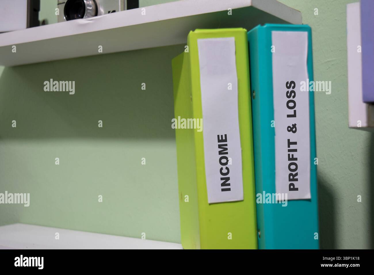 Folders with the label income and Profit - loss. Business management ...