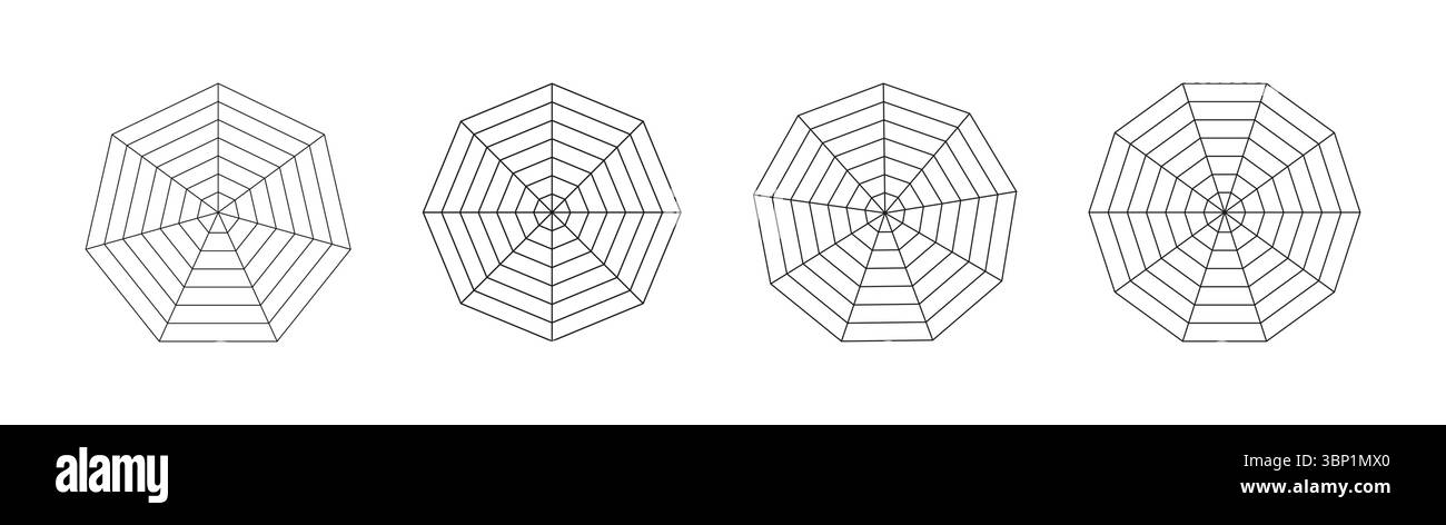 Radar, spider diagram template. Spider mesh. Polygon web graphs icon ...