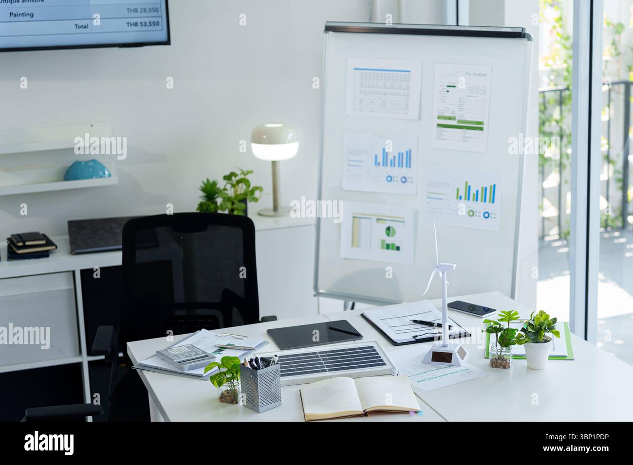 Modern professional office desk setup highlighting sustainability and ...