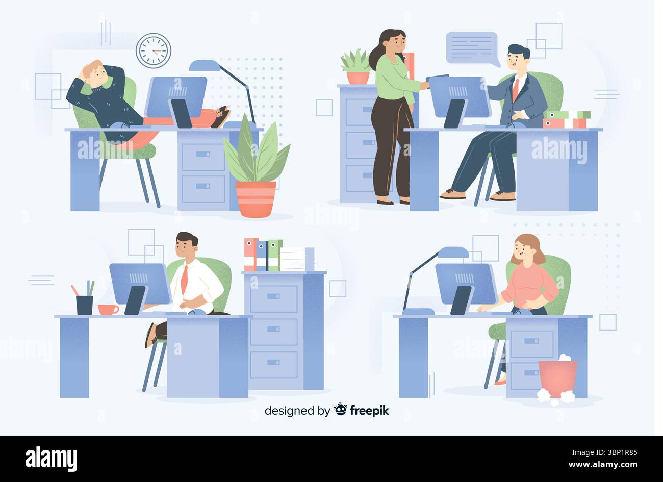 Multitasking scene Stock Vector Images - Alamy