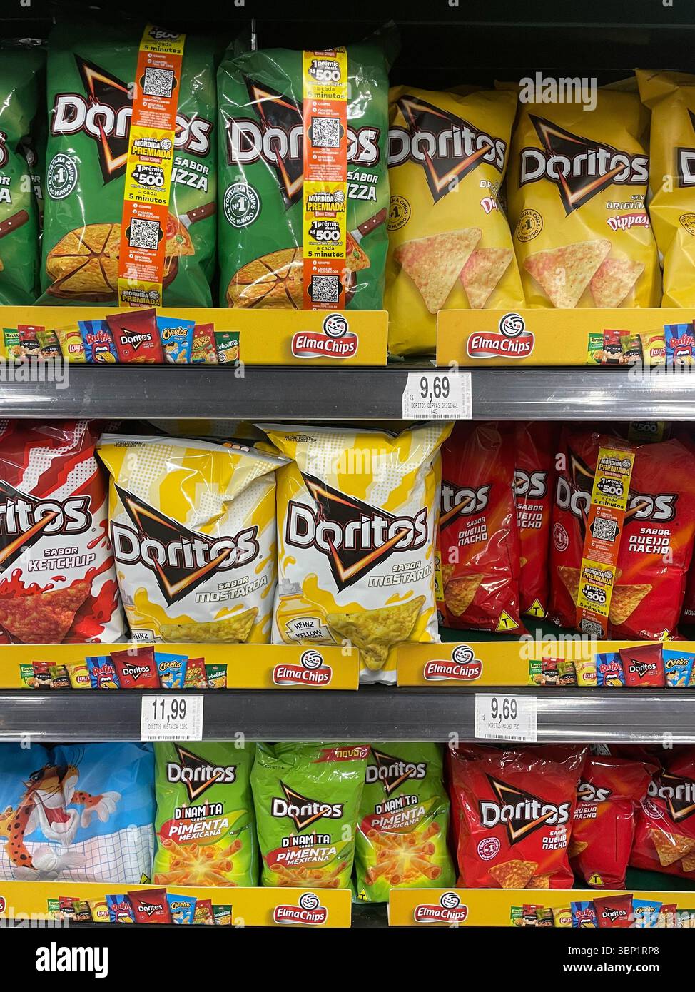 Different kind of Dorito's chips, in a supermarket in Sao Paulo, Brazil ...