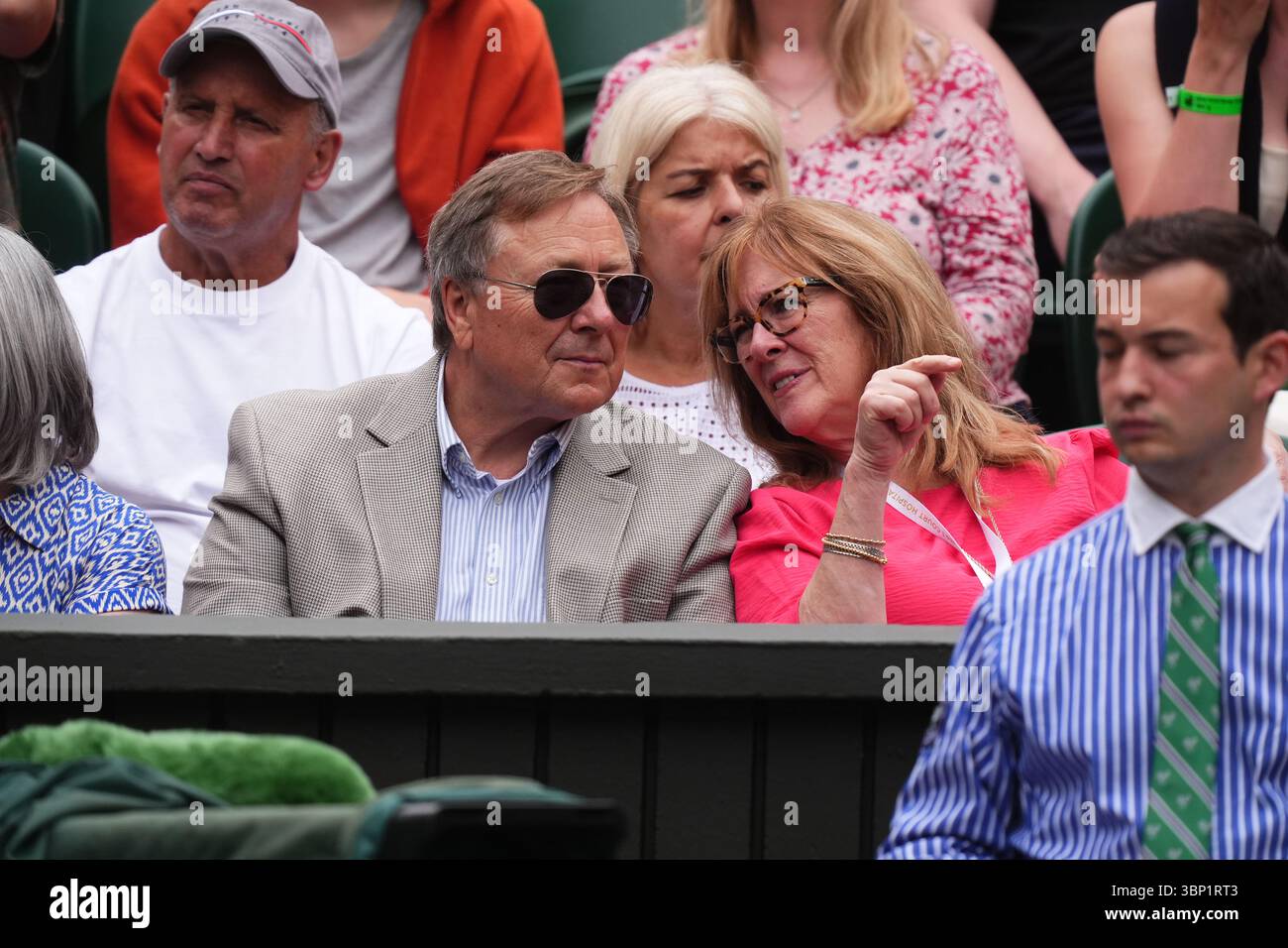 Cyndy Powell and Glen Powell Sr. watching the action on centre court on day six of the 2025 ...