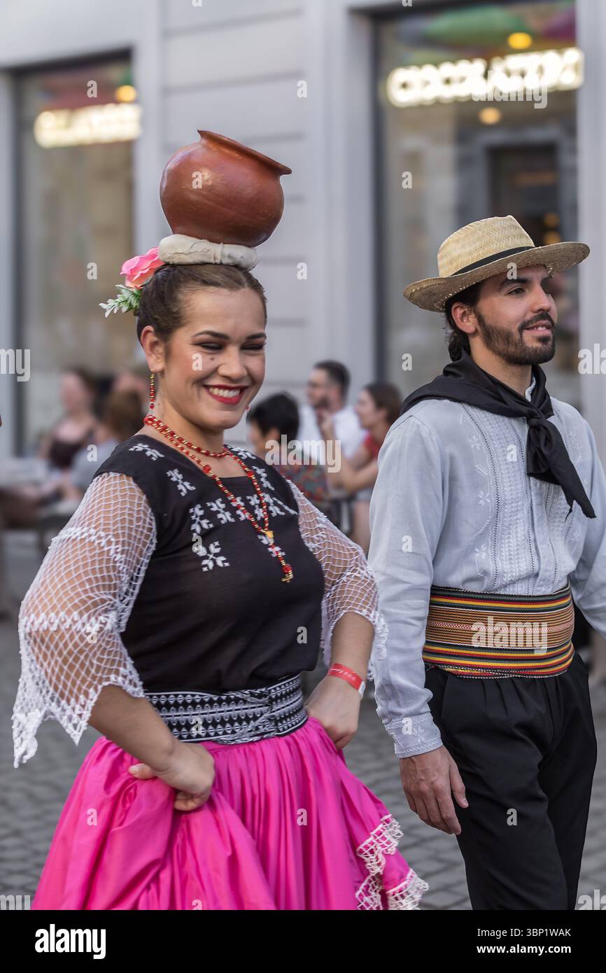 TIMIȘOARA, ROMANIA - JULY 2, 2025: Portrait of young Paraguayan dancers ...