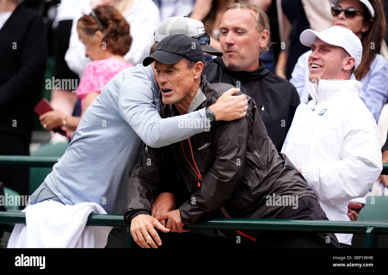 Ben Navarro, father of Emma Navarro, looking on from centre court ...