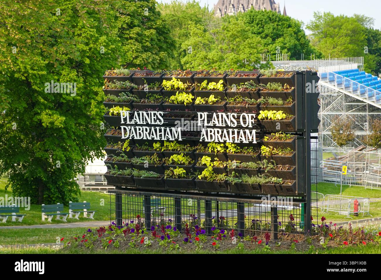 Plains of Abraham park entrance sign with vertical garden display Stock ...