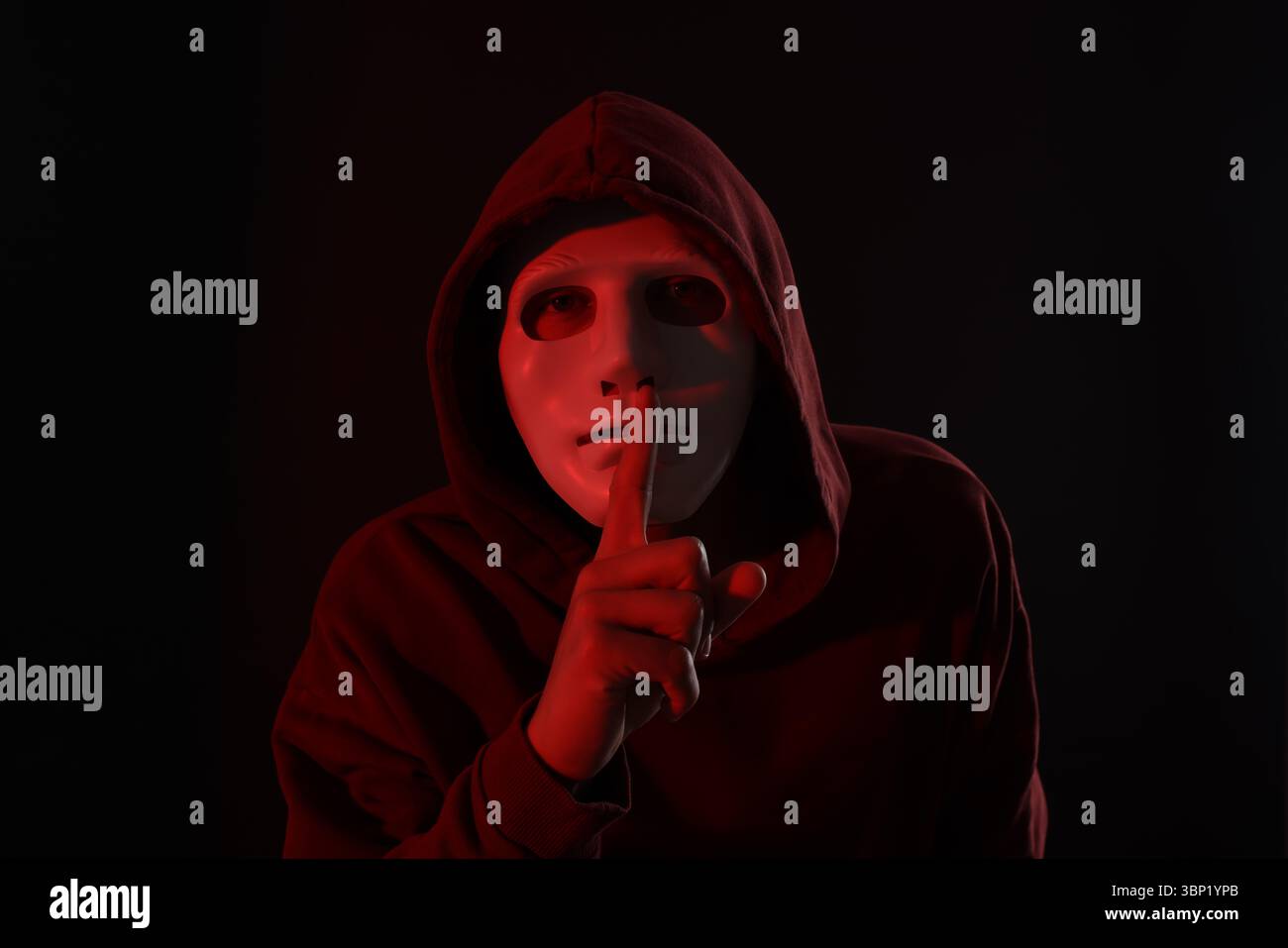 Anonymity masked man showing hush hi-res stock photography and images ...