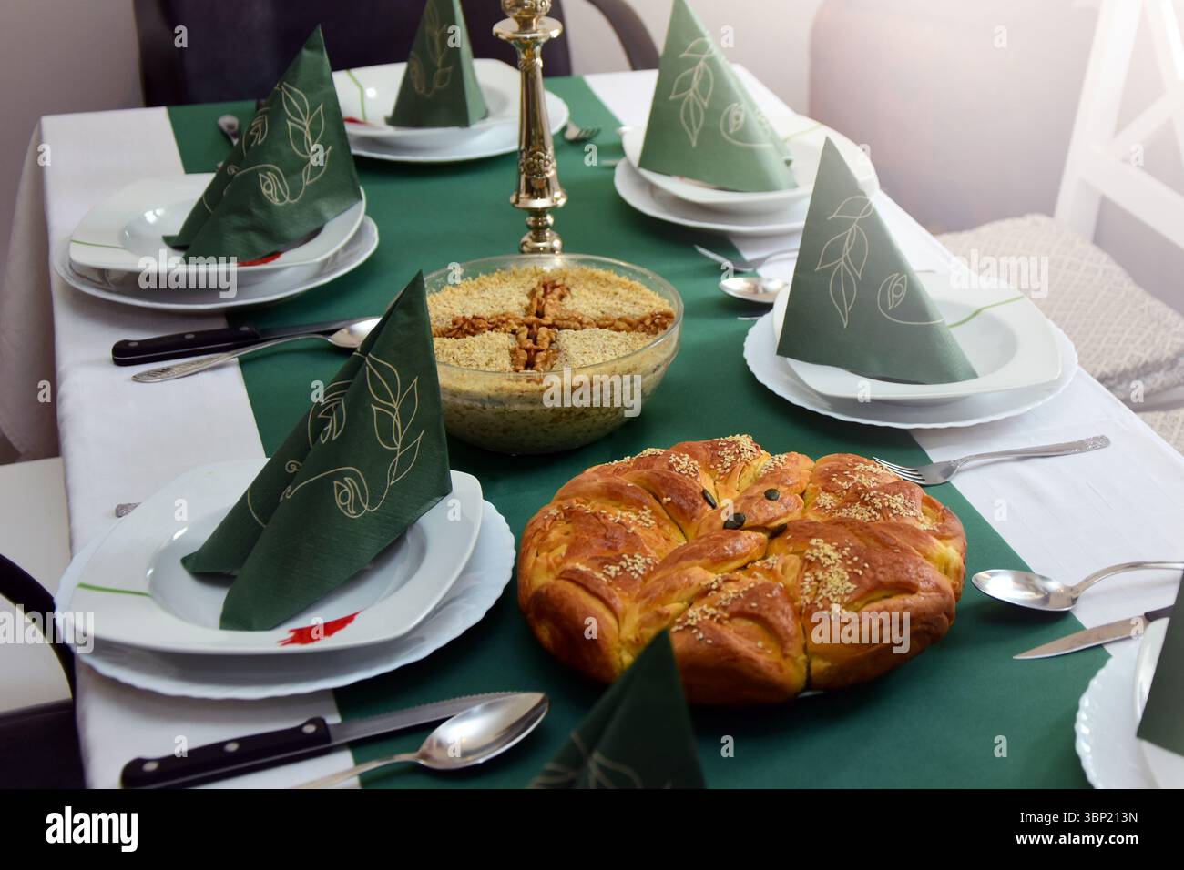 Table set for traditional Serbian religious family holiday slava Stock ...