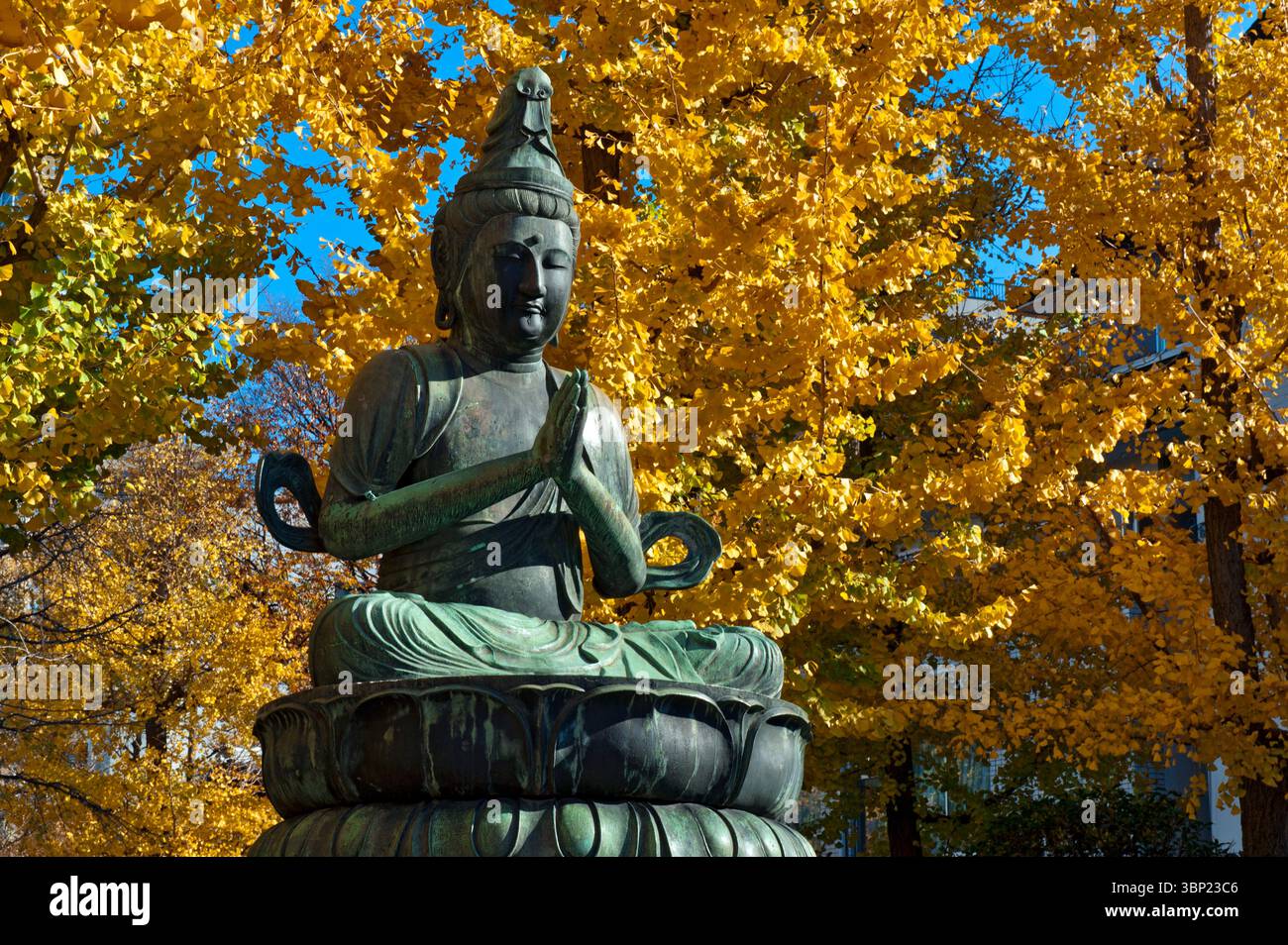 One of a pair of bronze Buddha statues (二尊仏) on the grounds of Sensoji ...