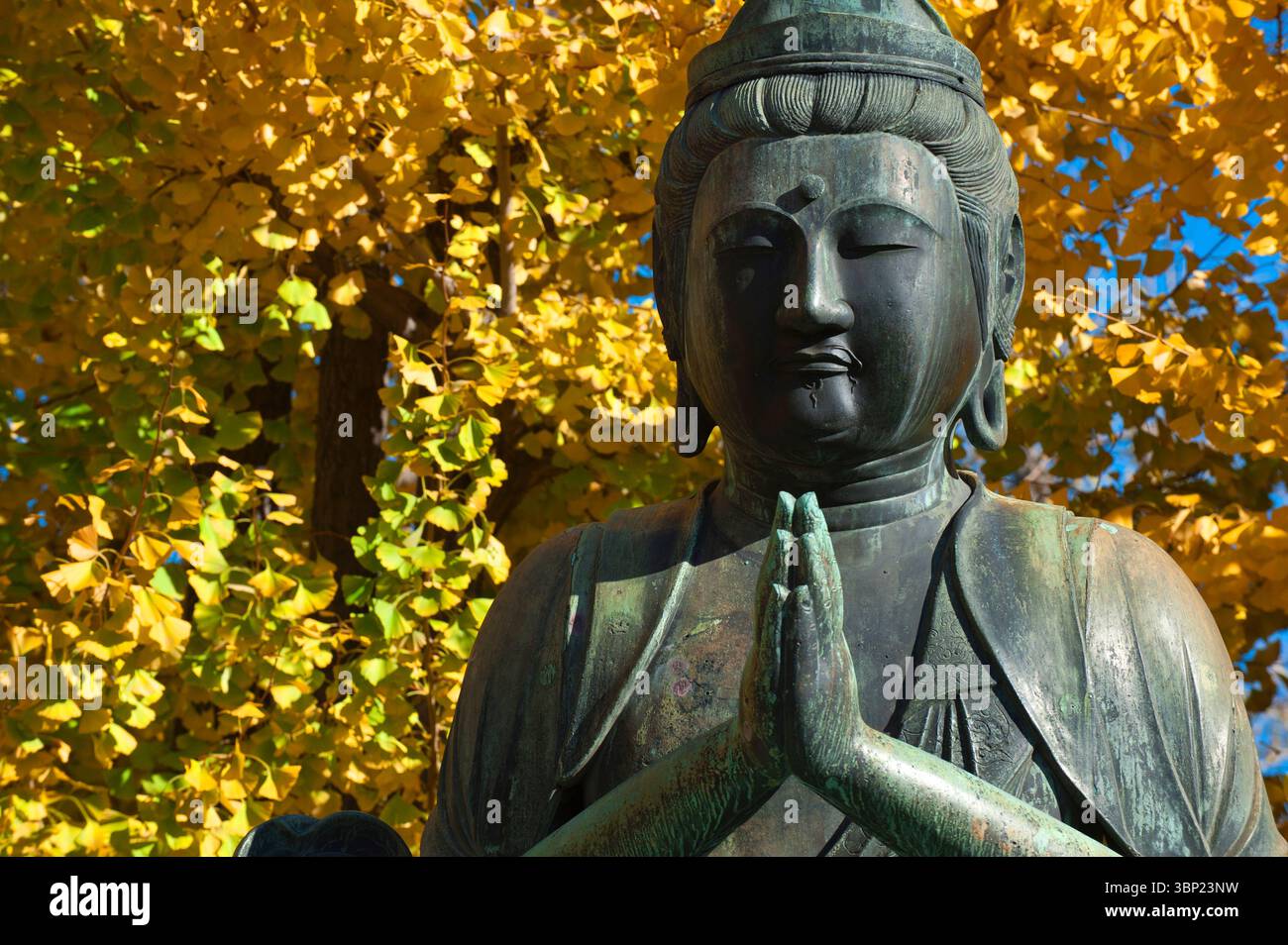 One of a pair of bronze Buddha statues (二尊仏) on the grounds of Sensoji ...