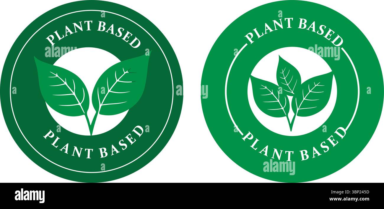 Plant Based Icons for Natural Food and Vegan Product Labeling Stock ...