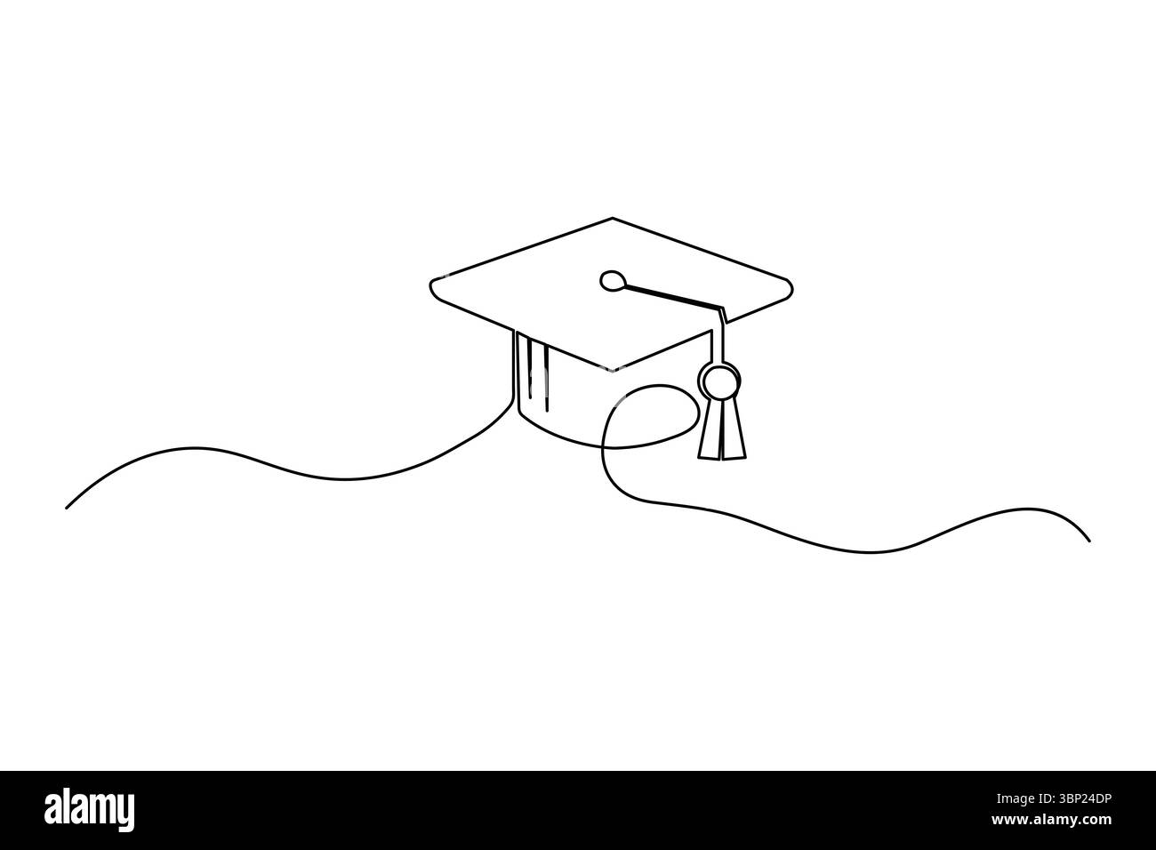 Graduation cap minimalist one line drawing isolated outline ...