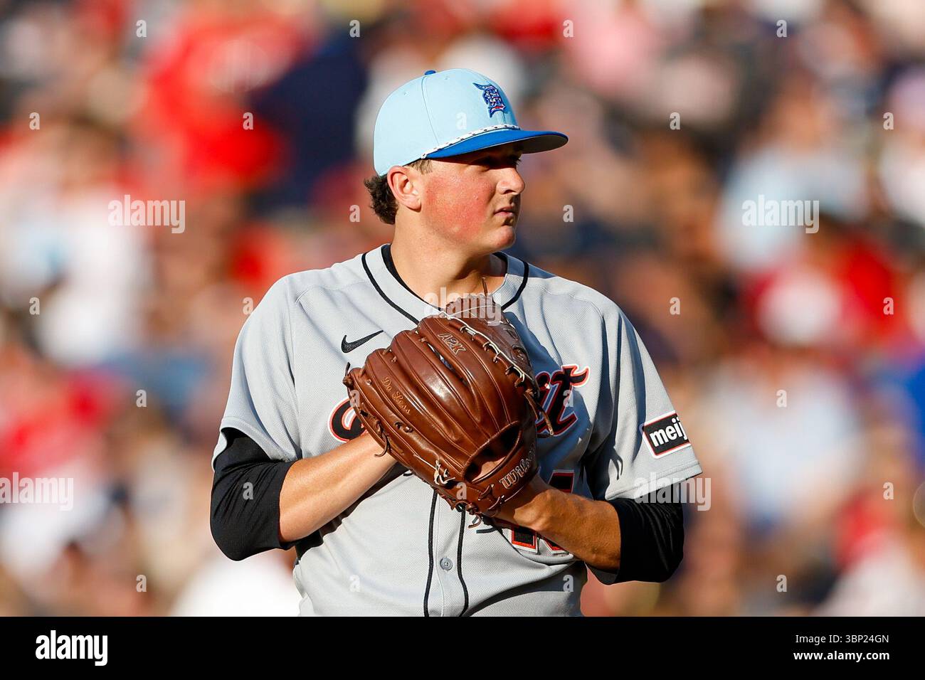 July 04, 2025: Detroit Tigers pitcher Reese Olson (45) prepares to ...