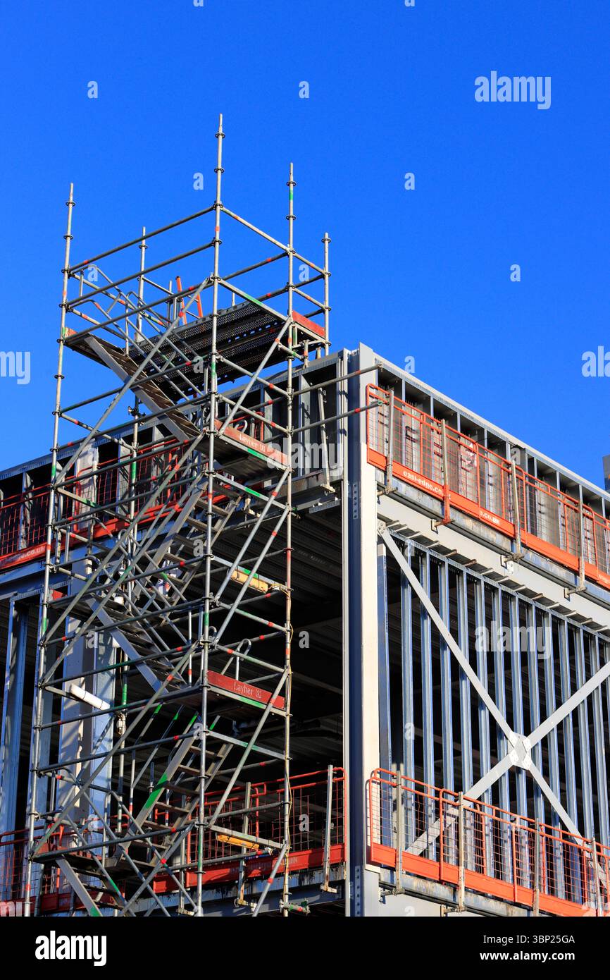 Radcliffe hub skeleton frame structural steelwork and seconday steel frame and scaffolding with ...