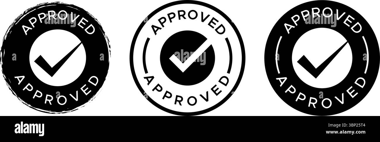 Approved Stamp Icon – Circular Seal with Checkmark Symbol – Approved vector stamp Stock Vector ...