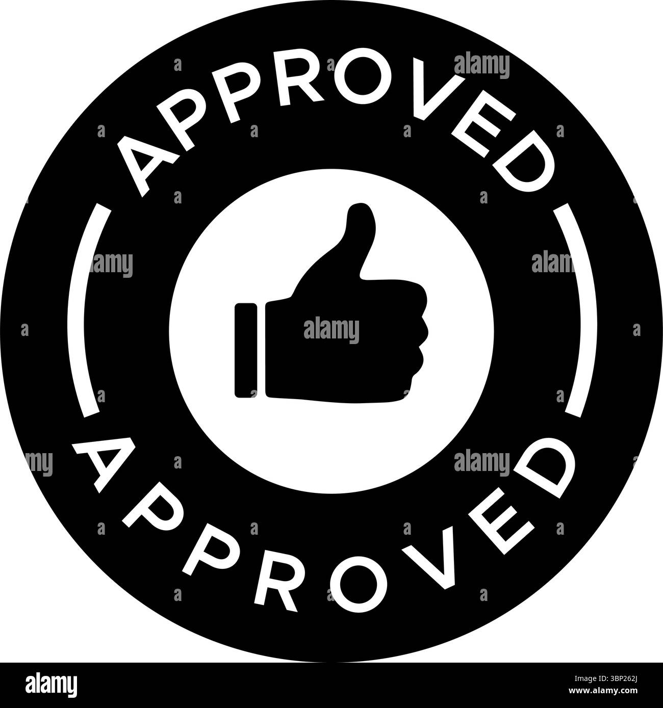 Circle approval symbol Black and White Stock Photos & Images - Alamy