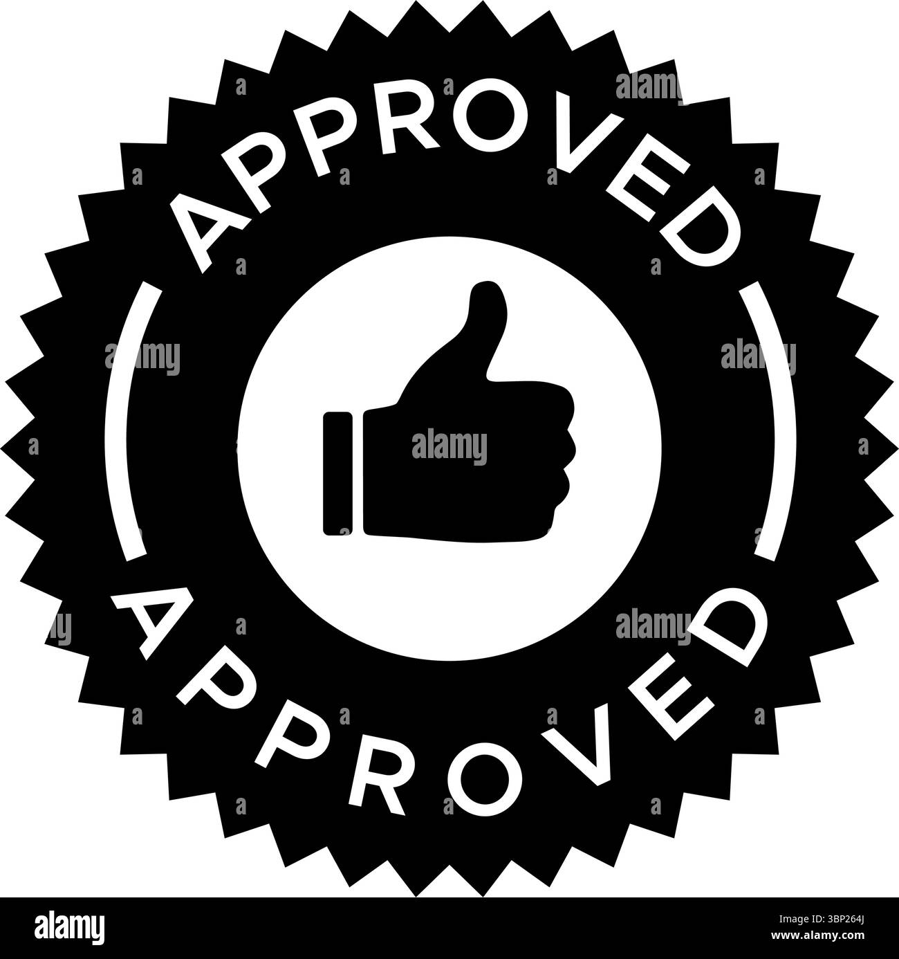 Approved Badge Icon – Stamp with Thumbs Up Symbol Stock Vector Image ...