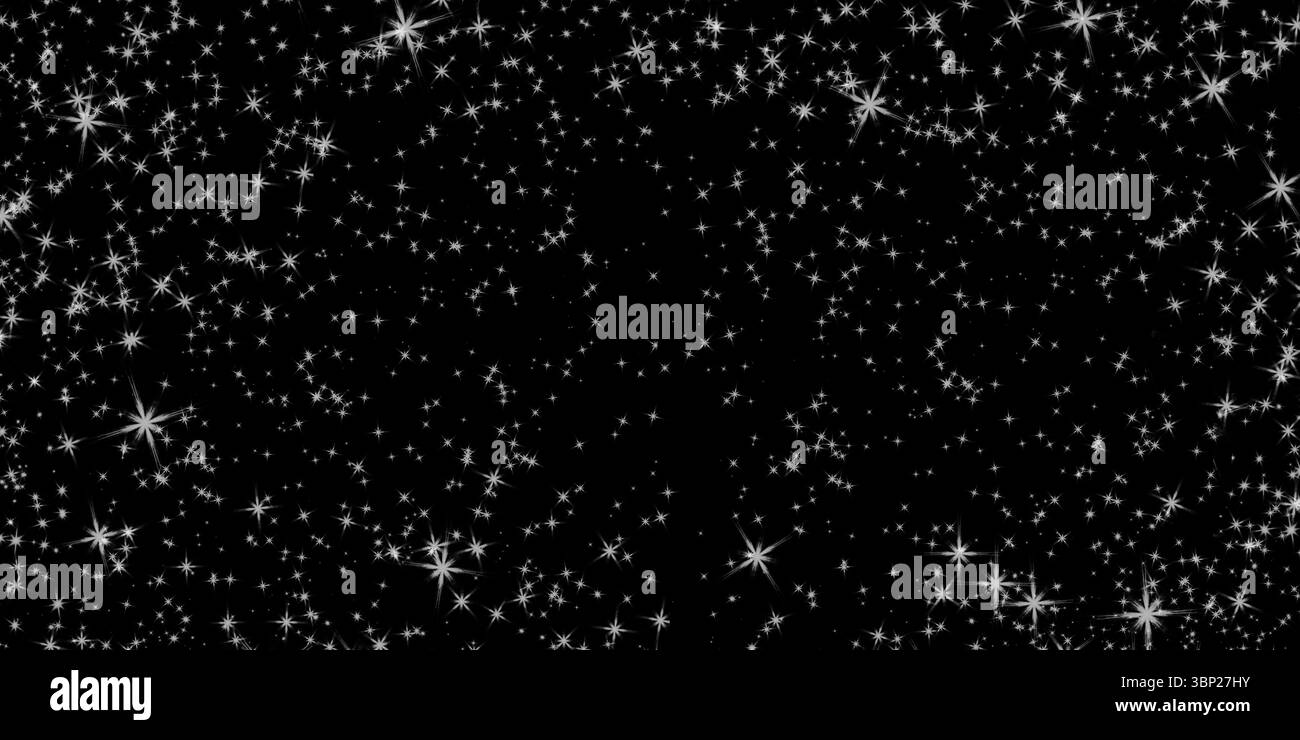 Twinkling white star sparkles and glittering light effects scattered ...