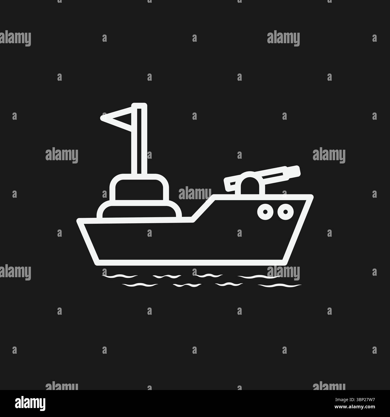 Naval Warship and Navy Patrol Boat Icon for Maritime Defense and Sea ...