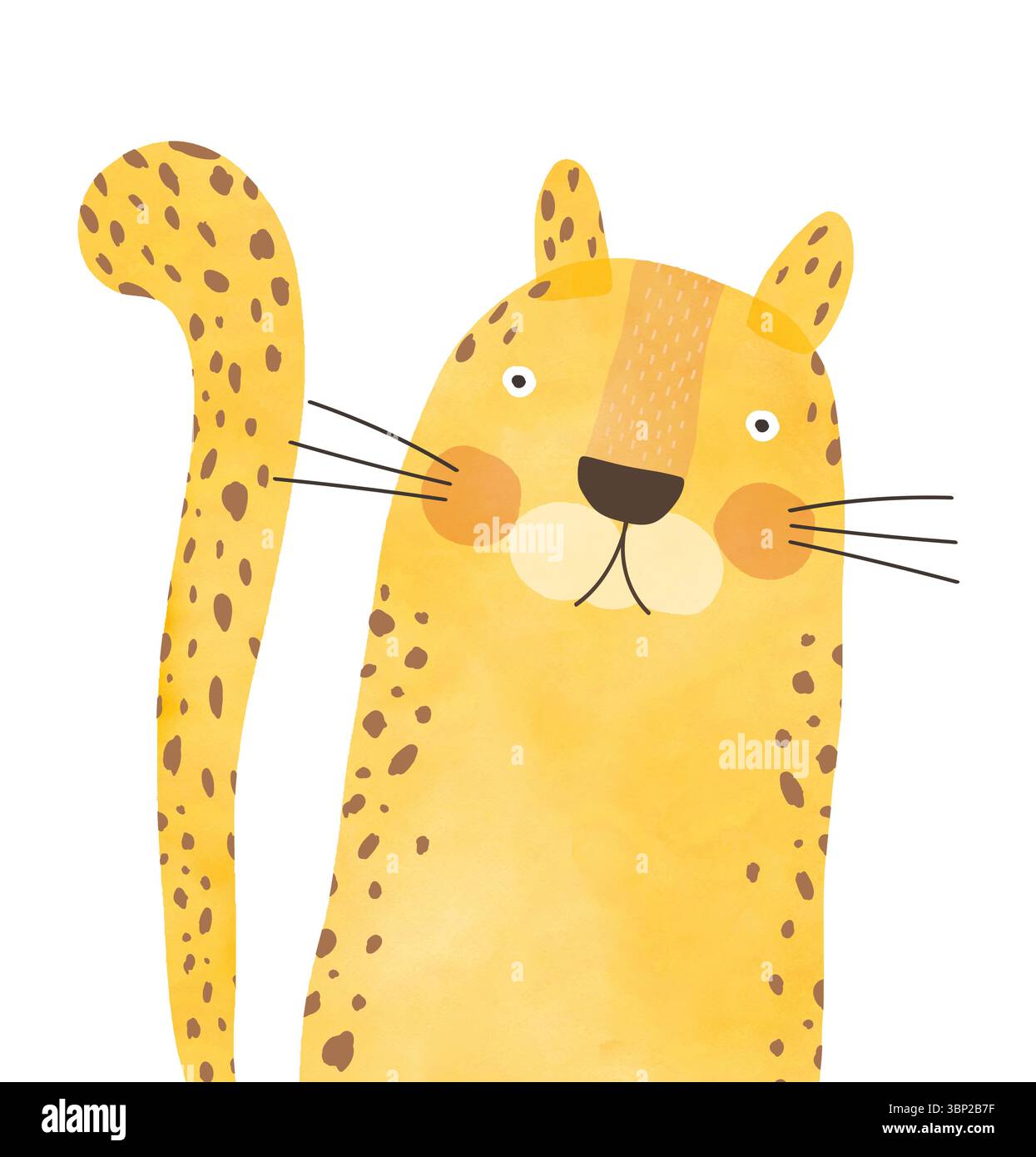 Portrait Of Cute Cheetah.Funny Print With Big Cheetah.Childish Drawing ...