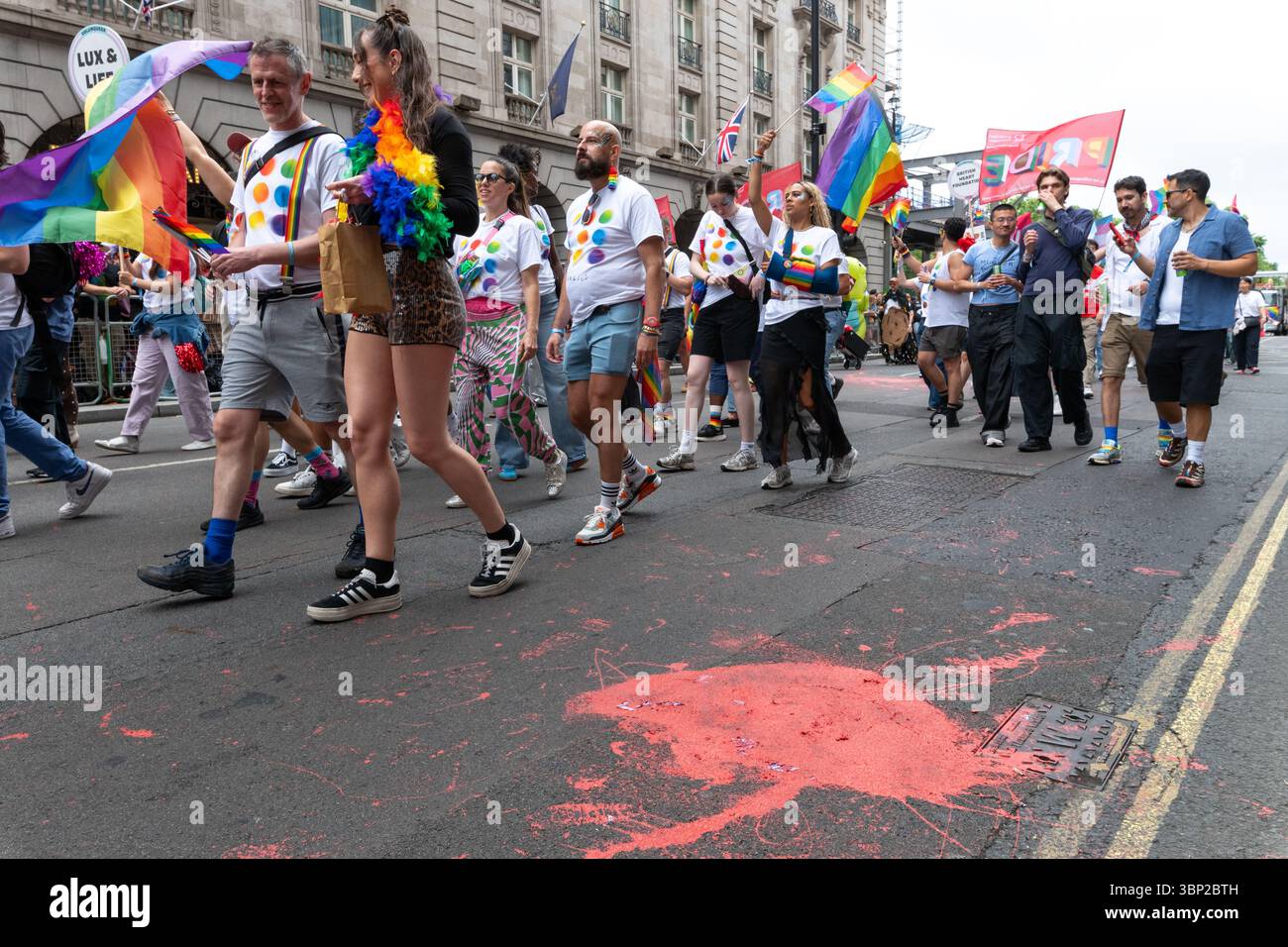 London, UK. 5 July 2025. Youth Demand activists disrupted the Pride in ...