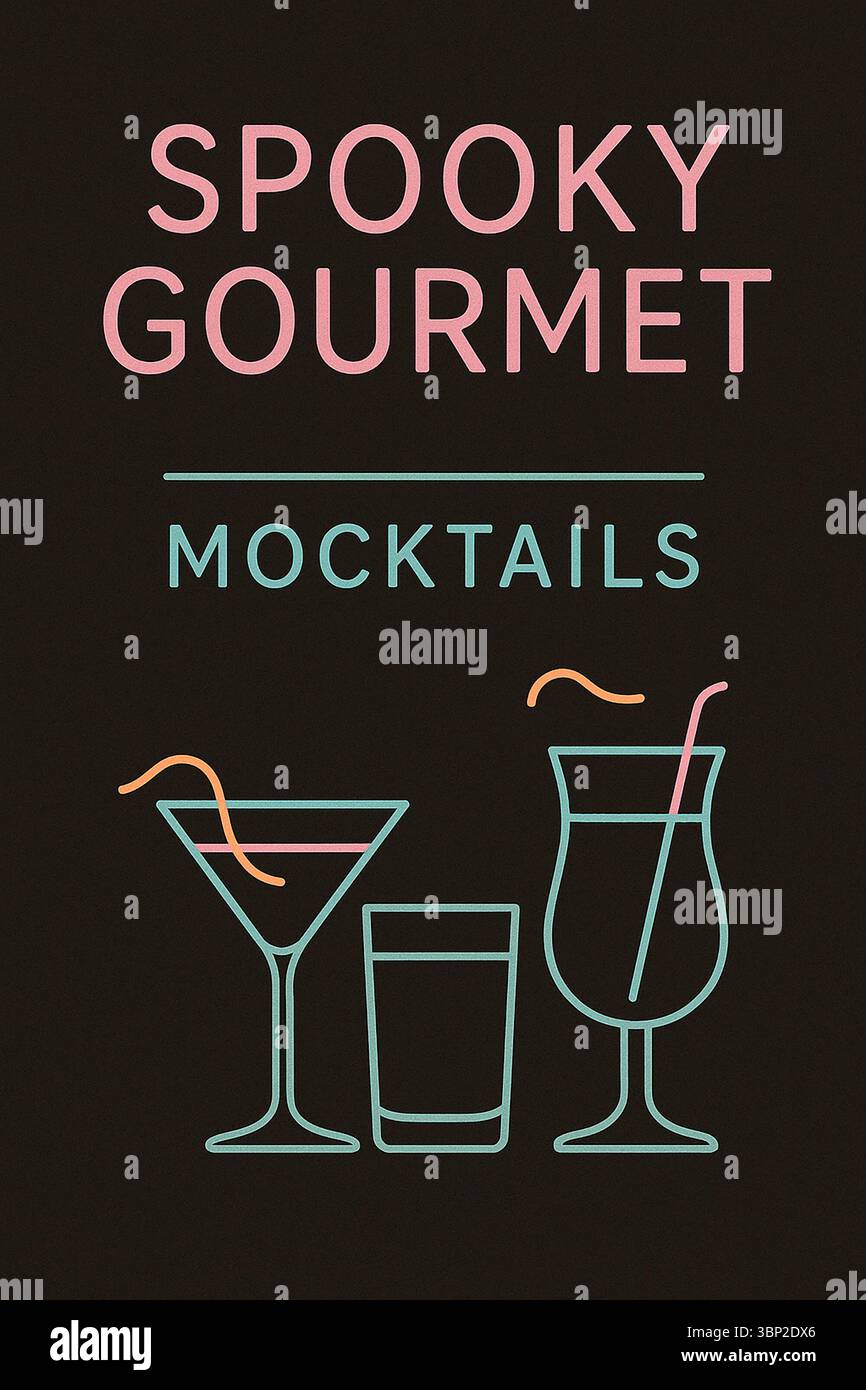 Neon Halloween Mocktails Poster – Minimalist Spooky Drink Menu Design ...