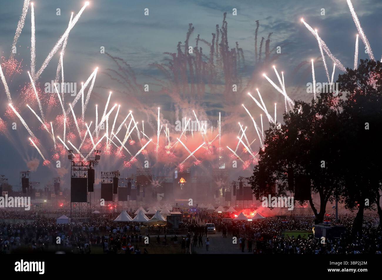 Zagreb, Croatia. 05th July, 2025. Crowd enjoy Marko Perkovic Thompson concert at Hipodrom Zagreb ...