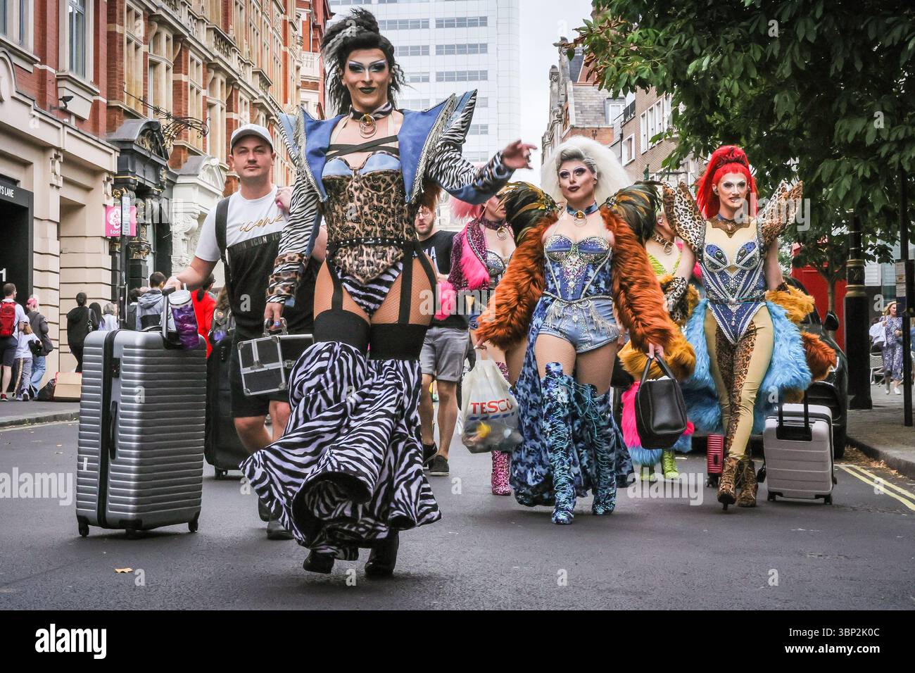 London, UK. 05th July, 2025. A glamorous group of drag queens in fab ...
