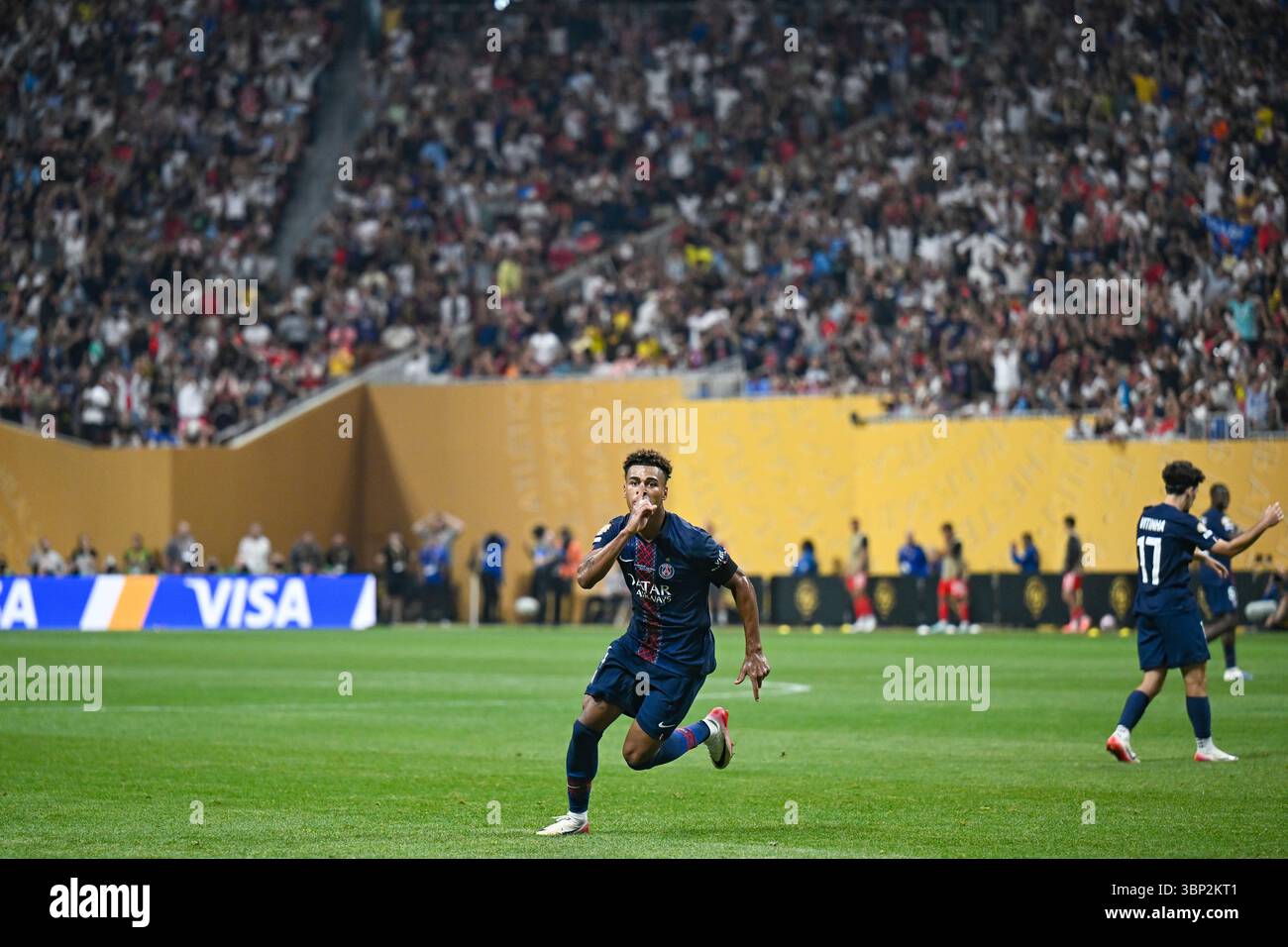 ATLANTA, GA – JULY 05: PSG midfielder Desire Doue (14) reacts after ...