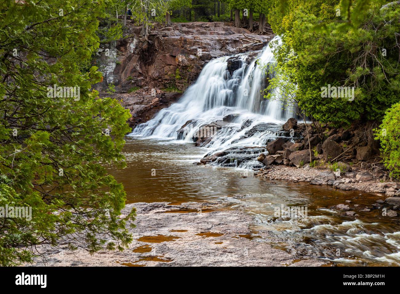 A scenic view of the Upper Falls at Gooseberry Falls State Park Stock ...