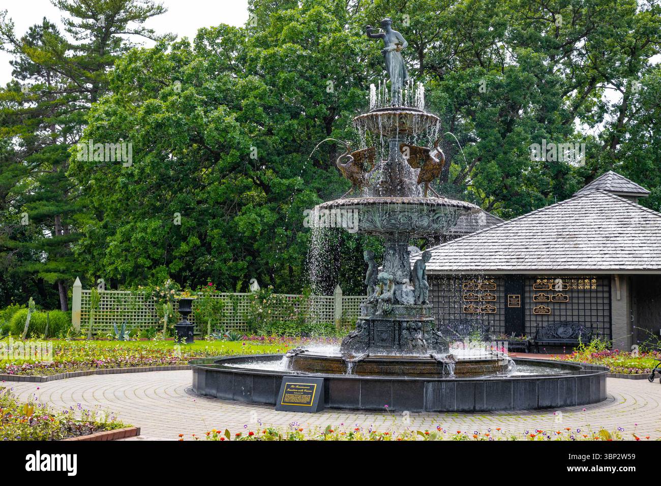 Magnificent Fountains of Munsinger Gardens in Summer around lush green ...