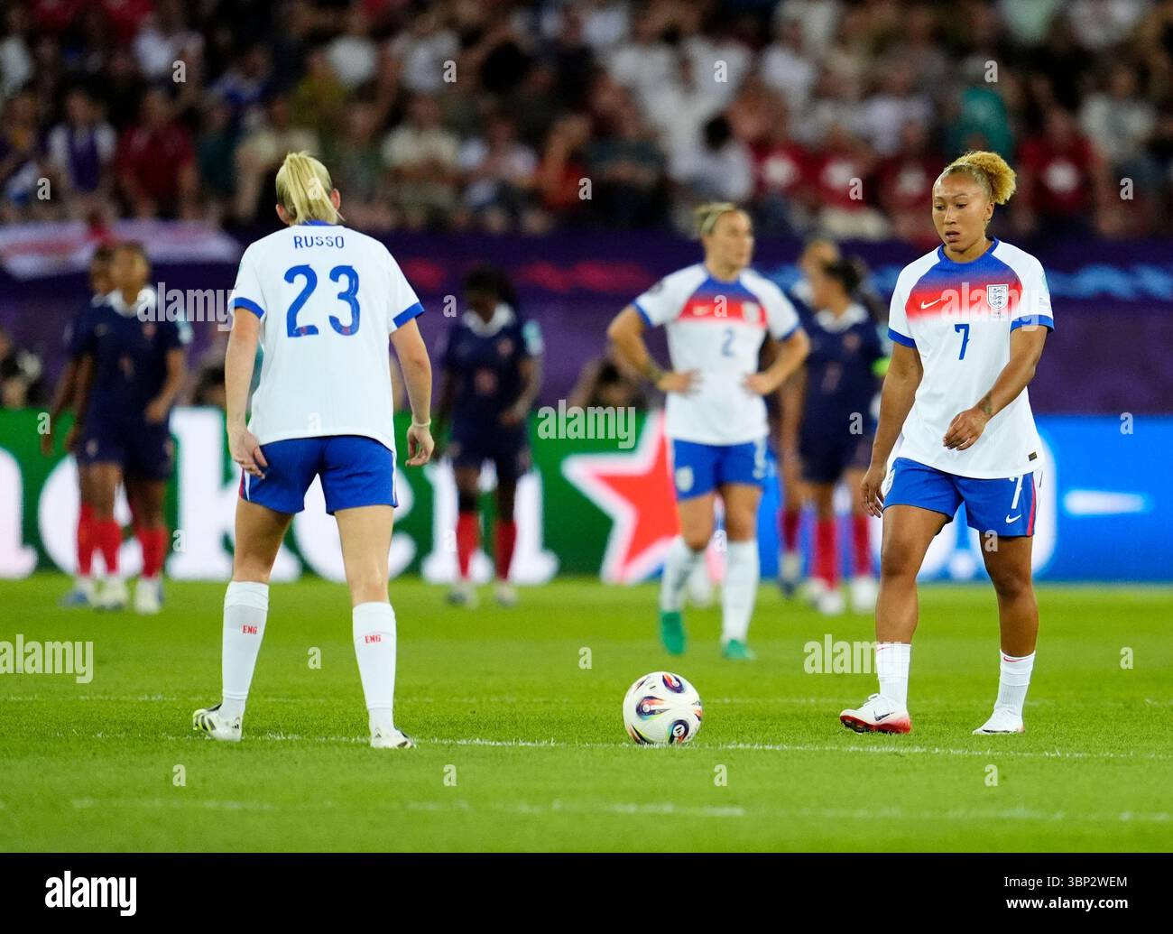 England's Alessia Russo (left) and Lauren James (right) dejected after ...