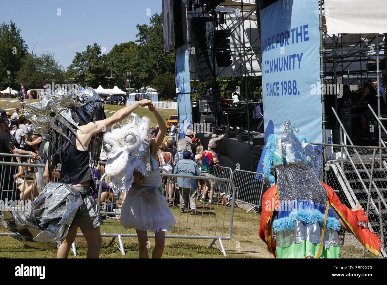 PORTLAND, OR, USA – July 5, 2025: People in elaborate creature costumes ...