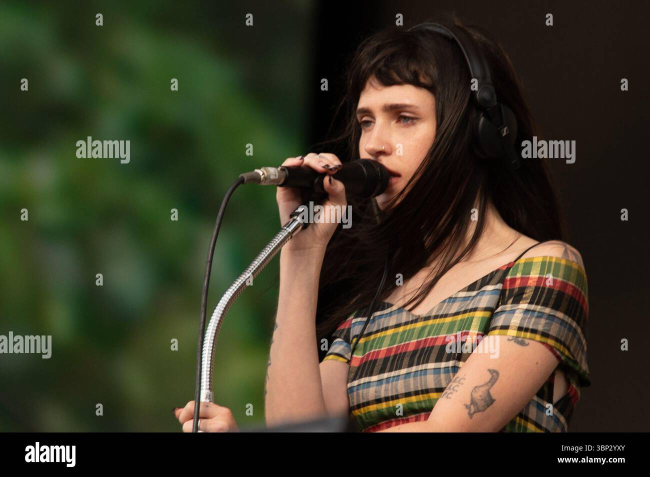 London, England. 5th July 2025. Clairo performs on Great Oak Stage waiting for Sabrina Carpenter ...