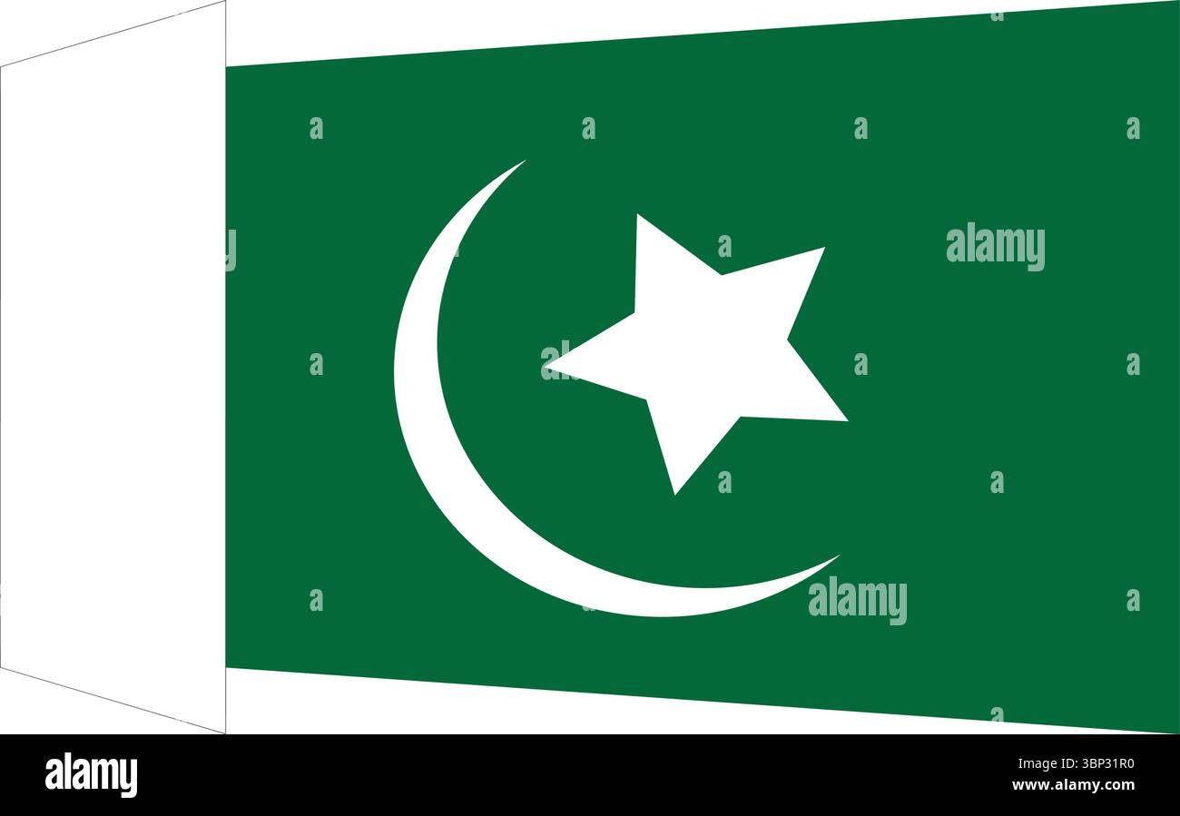 Flat Pakistan Flag Icon with Crescent and Star for Web and Print Use ...