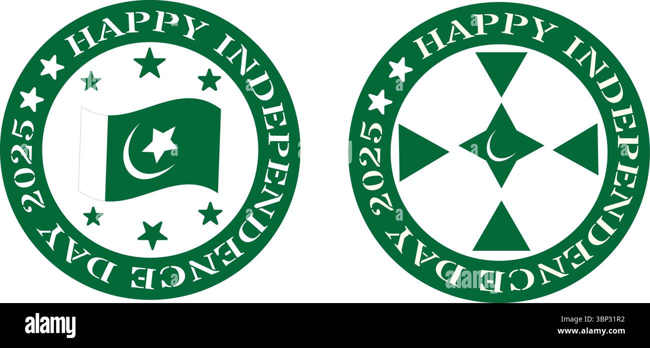 Patriotic Badge Design Featuring Stars and Crescent for Independence ...