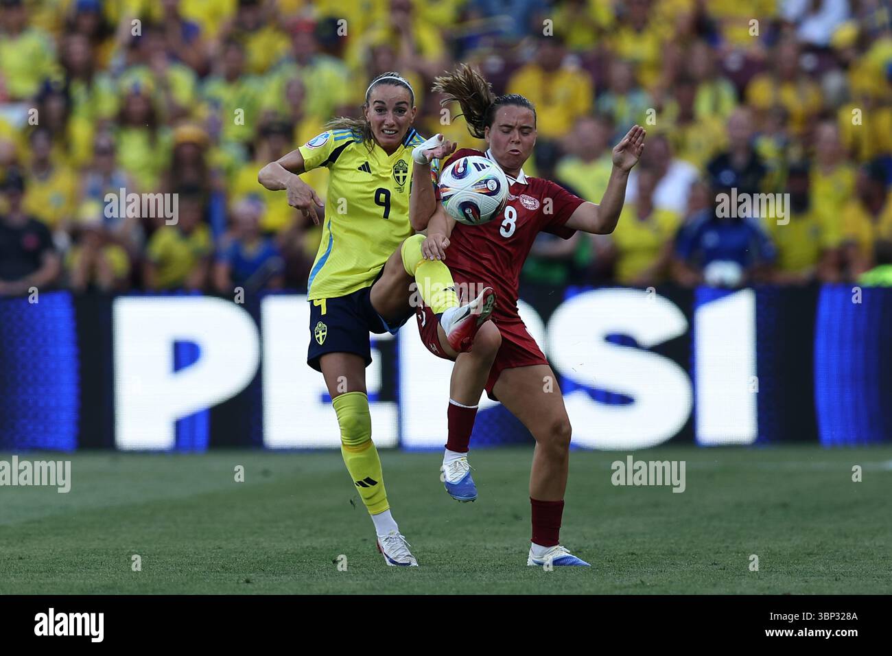 Kosovare Asllani (Sweden Women)Emma Snerle (Denmark Women) during the ...