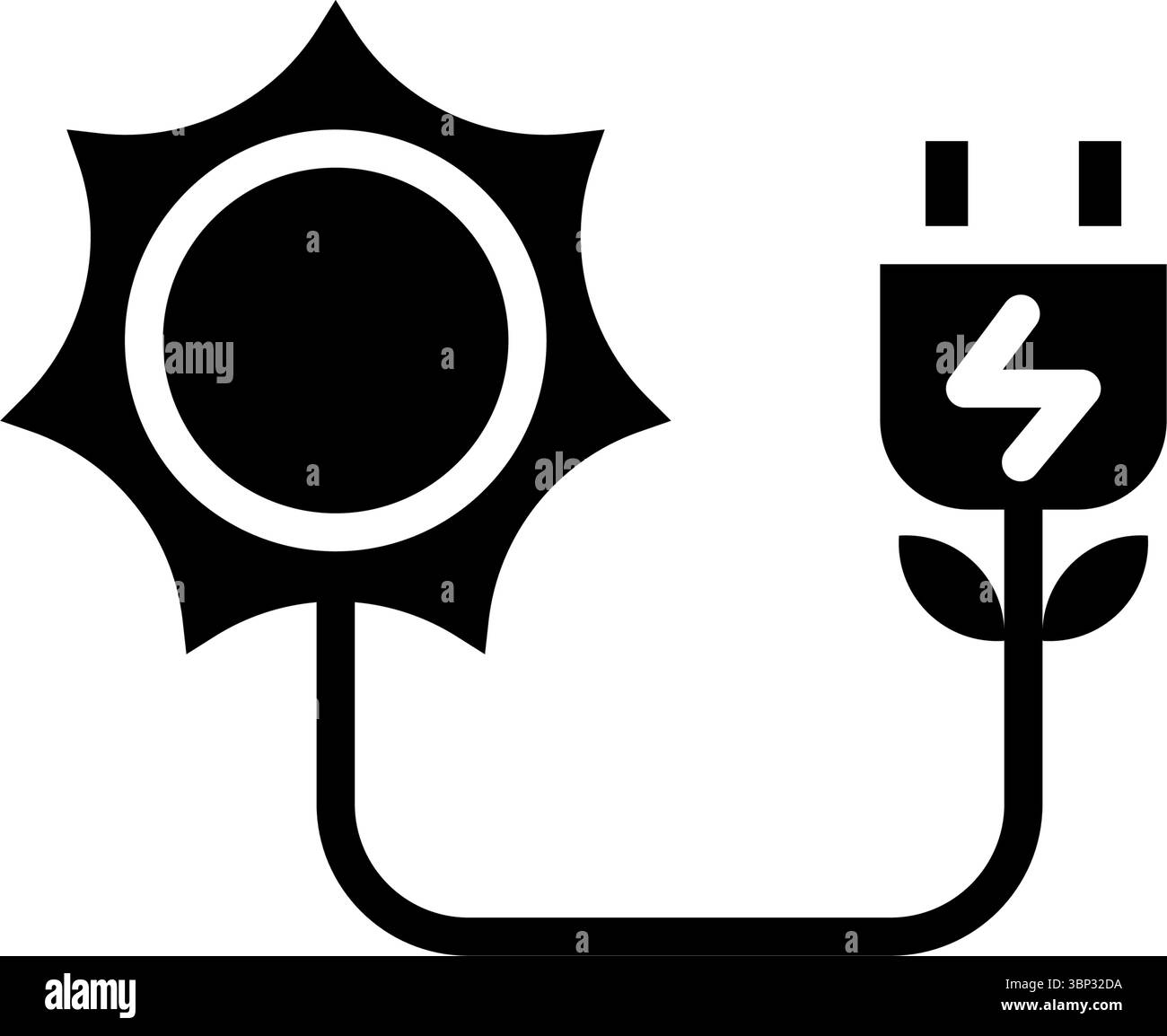 Icon Glyph charging powered by sun energy. Free energy, ecology ...