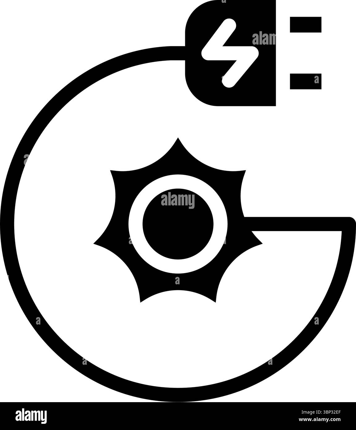 Icon Glyph charging powered by sun energy. Free energy, ecology ...