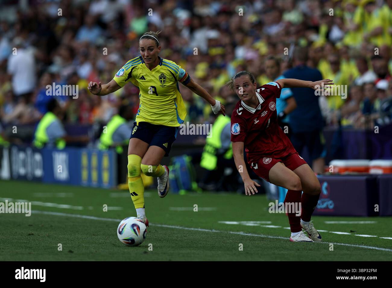 Kosovare Asllani (Sweden Women)Emma Faerge (Denmark Women) during the ...