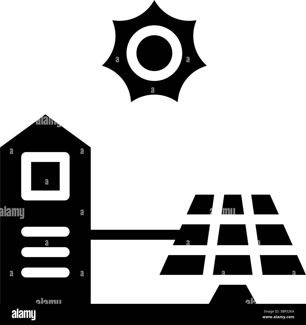 Icon Glyph green house powered by solar panel. Free energy, ecology ...