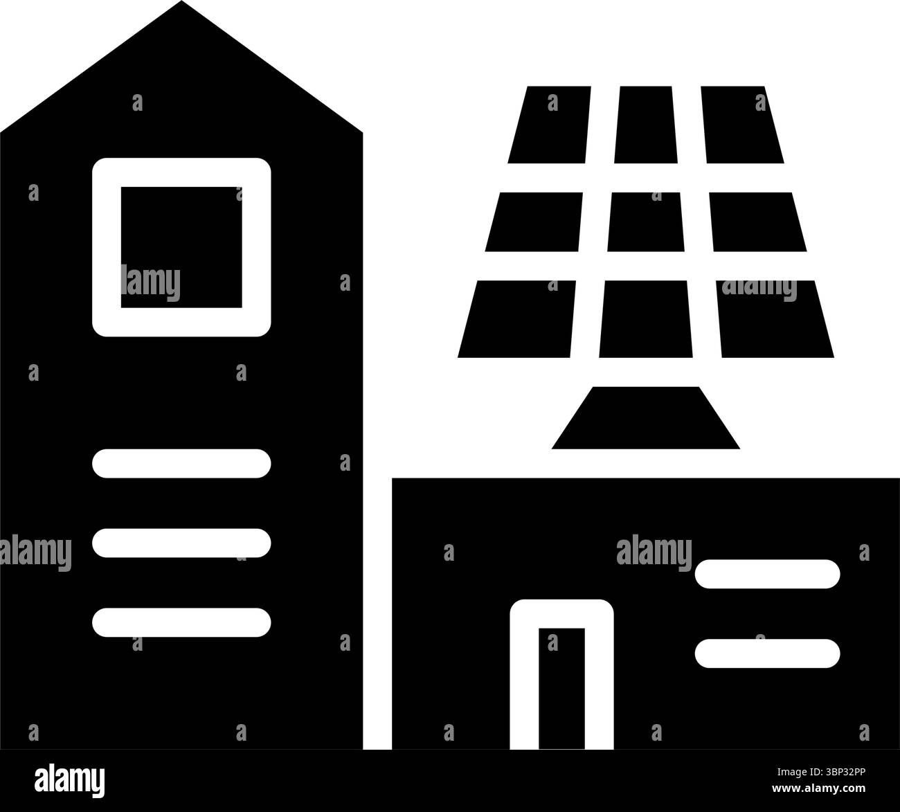 Icon Glyph green house powered by solar panel. Free energy, ecology ...