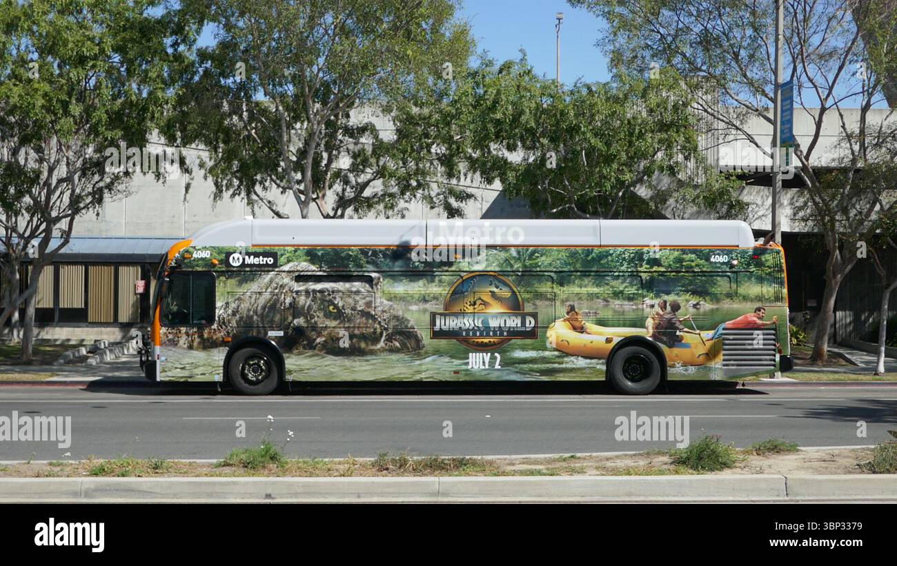 Los Angeles, California, USA 5th July 2025 Jurassic World Rebirth Bus ...