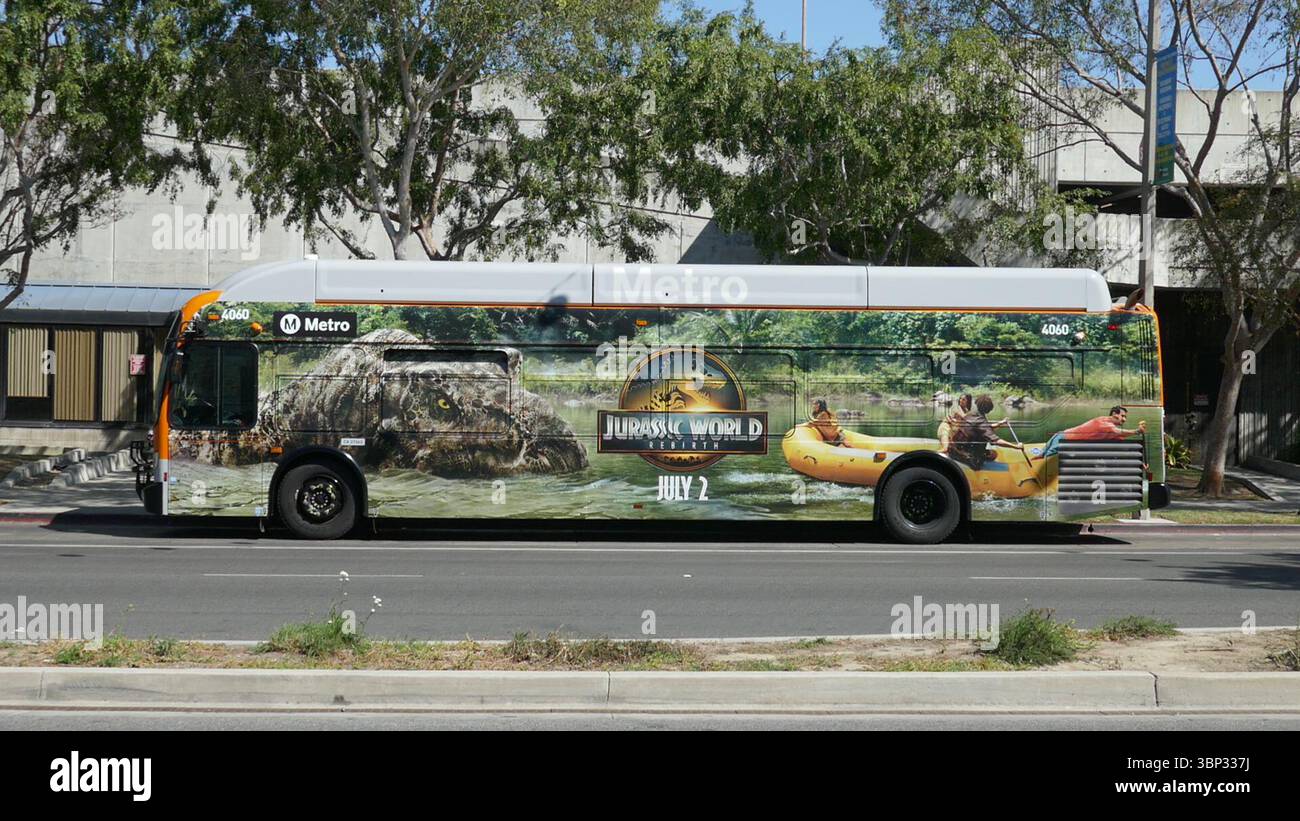 Los Angeles, California, USA 5th July 2025 Jurassic World Rebirth Bus ...