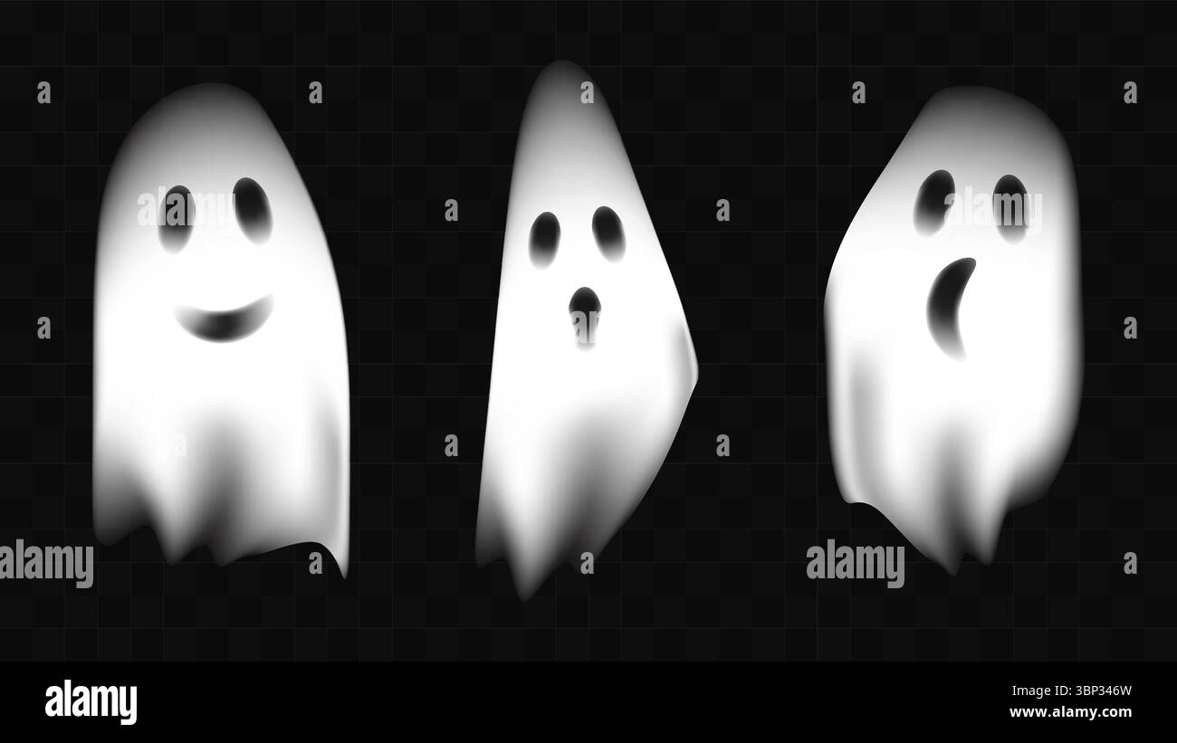 Halloween kind ghost realistic white spirit spooky isolated on ...