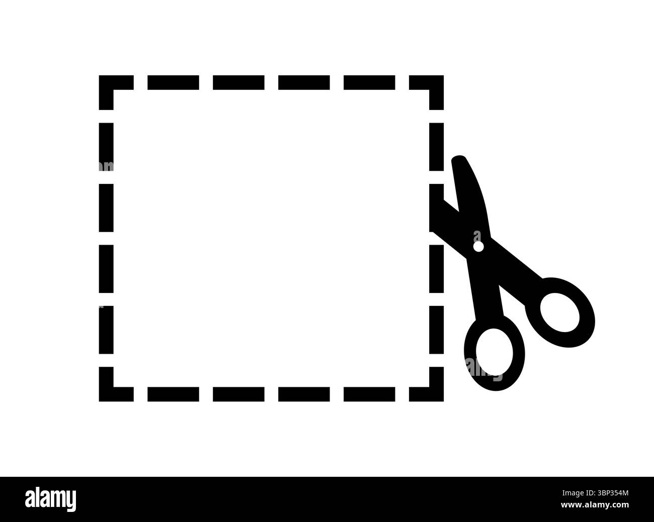 Scissors cut icon. Stainless silhouette of scissors cutting dotted ...