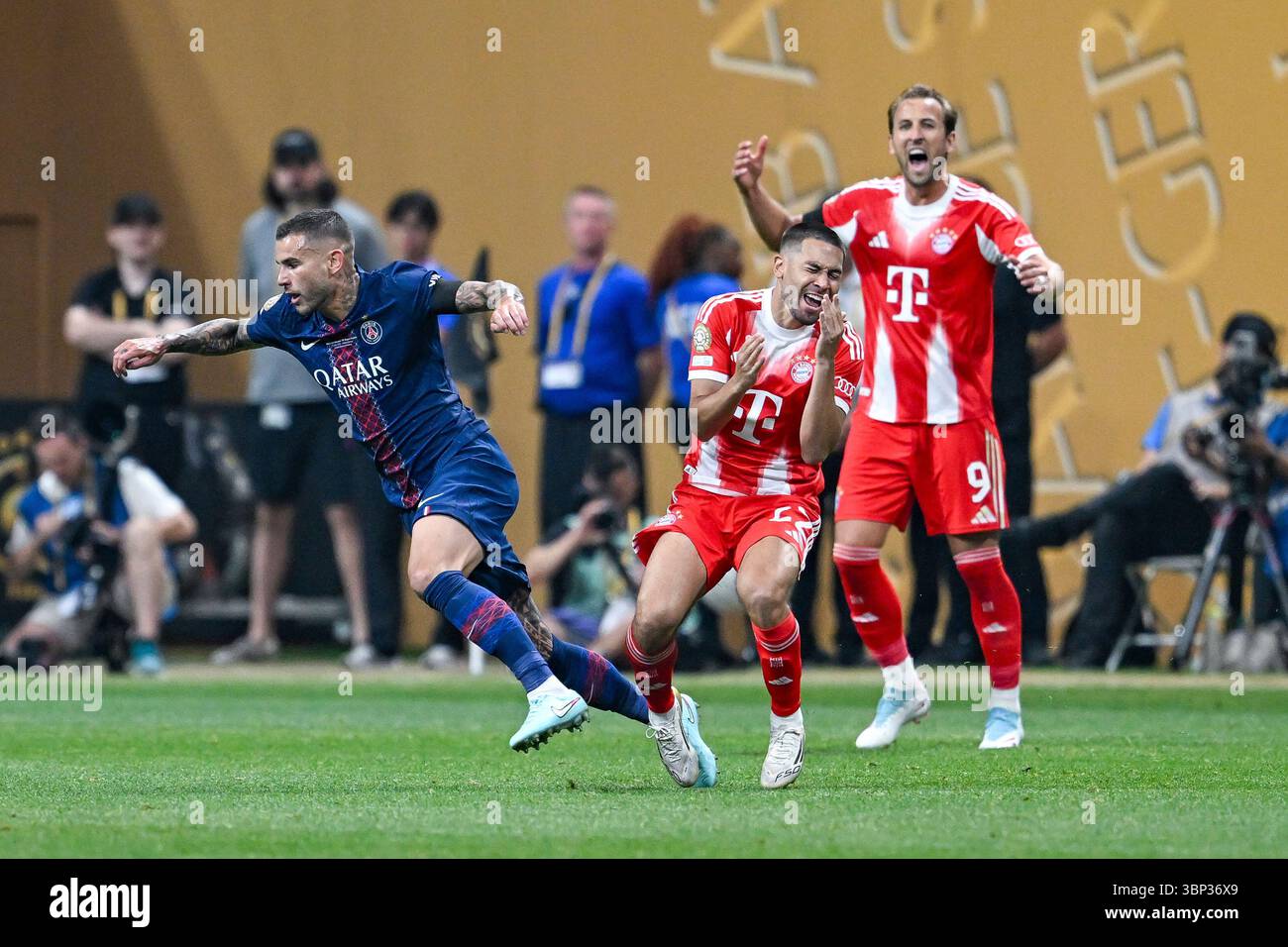 ATLANTA, GA – JULY 05: PSG defender Lucas Hernandez (21) fouls Bayern ...