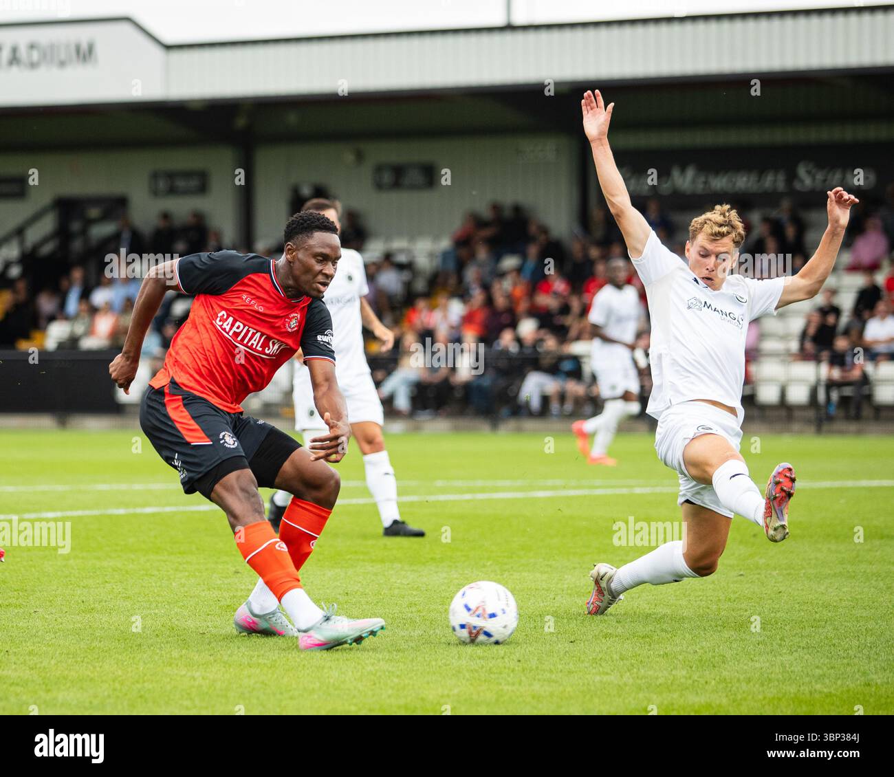 Lamine Fanne scoring during Boreham Wood Vs Luton friendly 05/07/25 ...