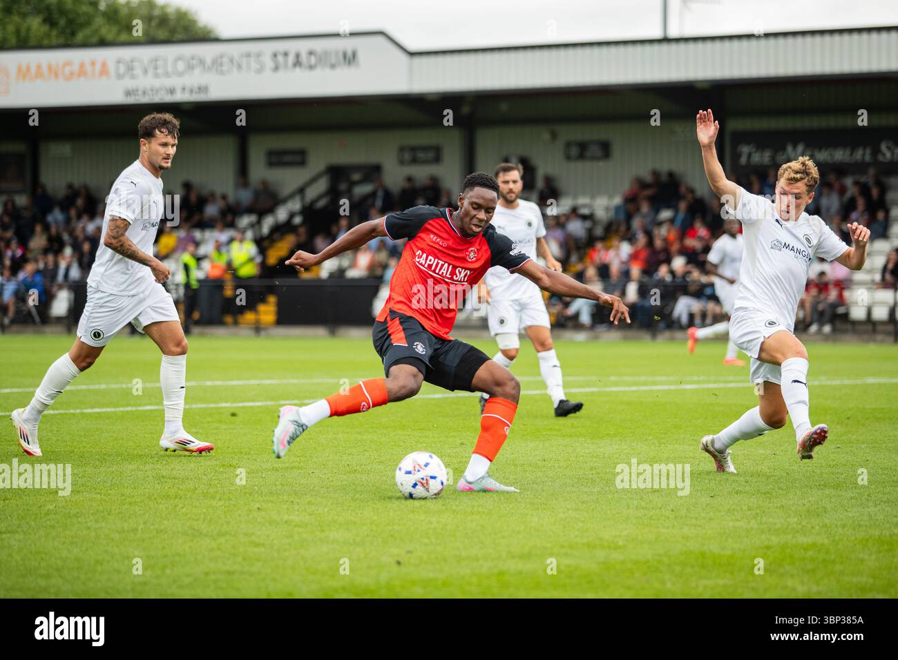 Lamine Fanne scoring during Boreham Wood Vs Luton friendly 05/07/25 ...