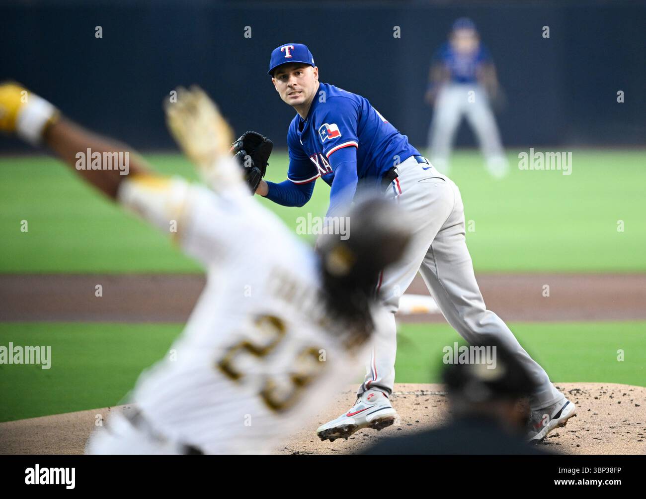 Texas Rangers starting pitcher Patrick Corbin delivers during the first ...