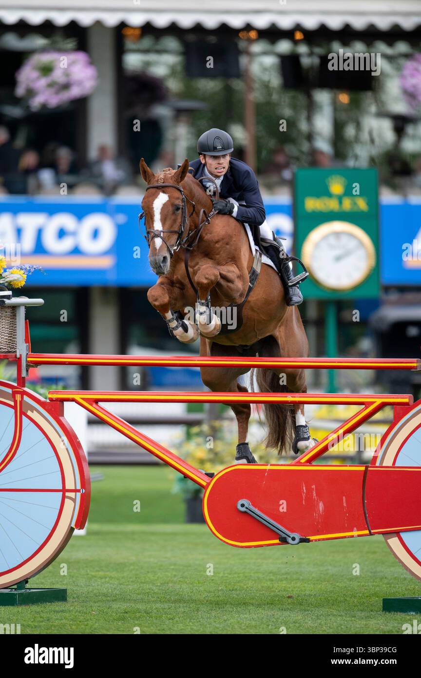 Calgary, Alberta, Canada, 5 July 2025. Alex Matz (USA) riding Ikigai ...